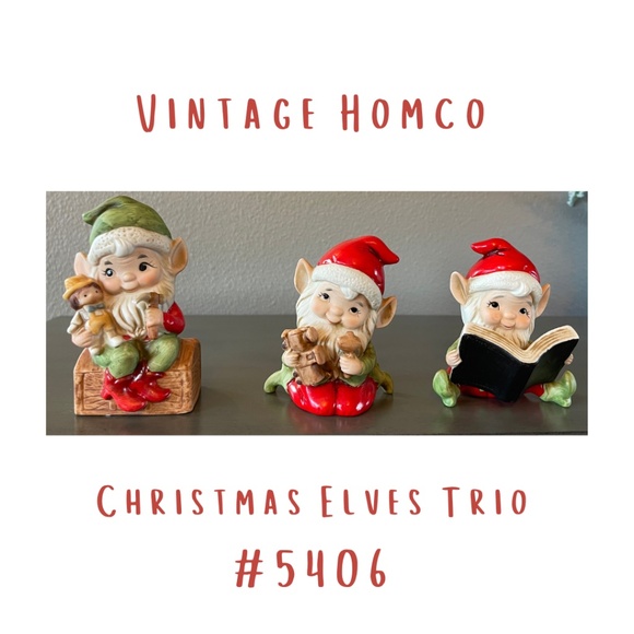 Homco | Holiday | Vintage Homco Christmas Elves Trioceramic 546 | Poshmark